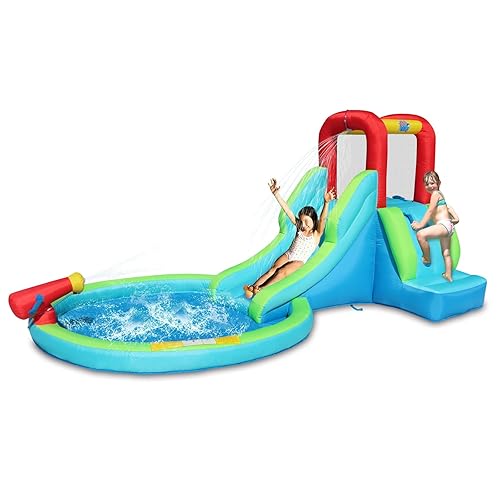 ACTION AIR Inflatable Waterslide, Bounce House with Slide for Wet and ...
