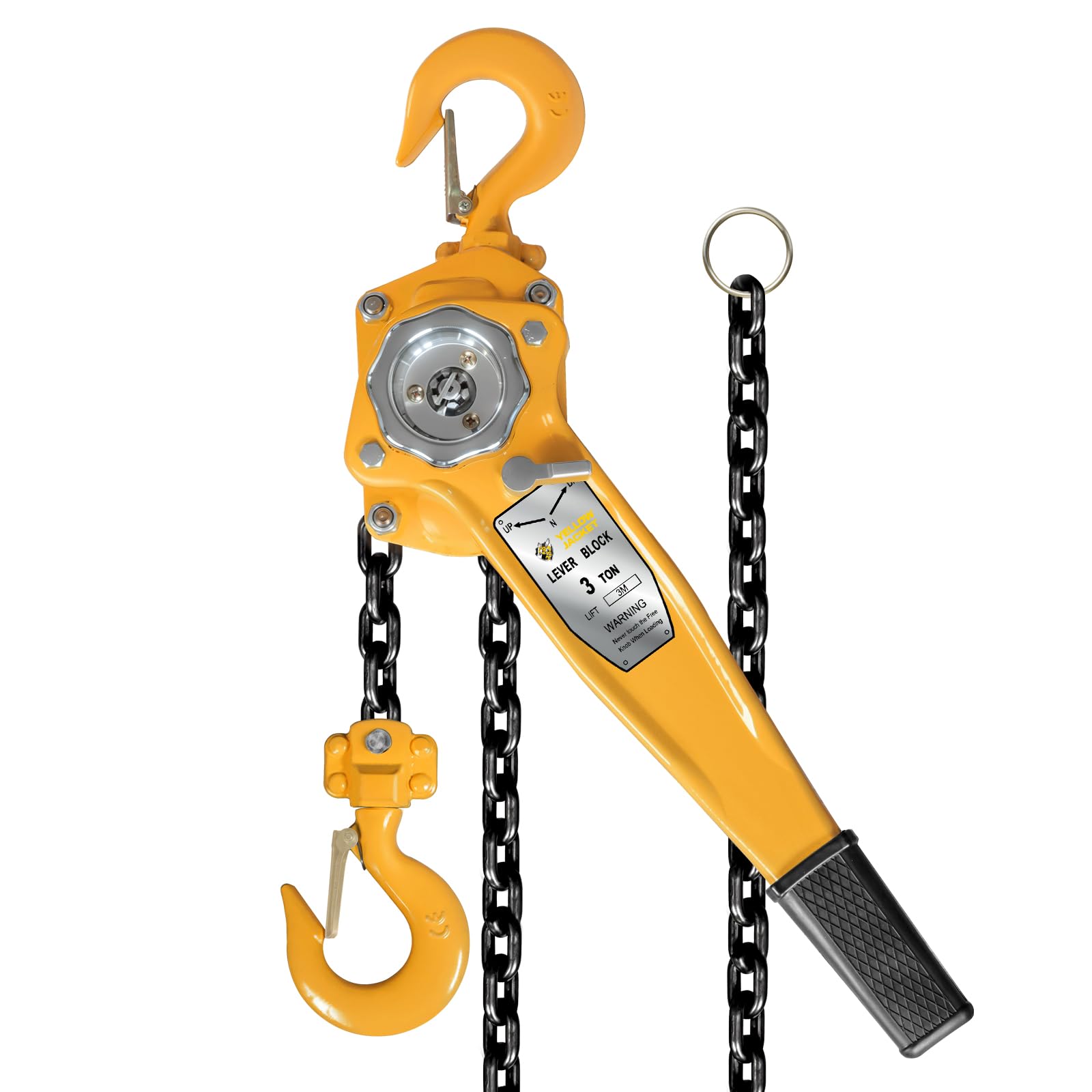 YELLOW JACKET 3 Ton Manual Lever Chain Hoist, 10 FT Come Along, G80 ...