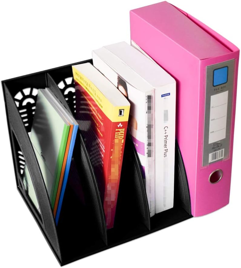 Desk File Organiser,SAYEEC Sturdy Desktop 4 Section Magazine Plastic ...