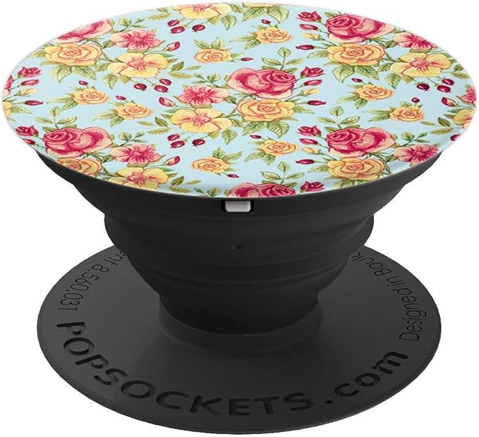 Amazon.com: Vintage Floral Pattern Blue Yellow Pink Rose Gifts for ...