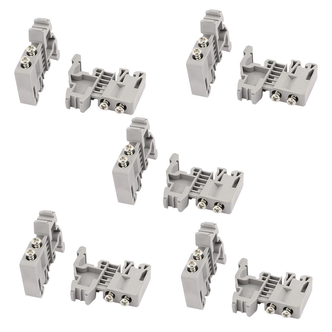 Generic 10 Pcs E-UK 35mm DIN Rail End Screw Clamp Terminal Fixed Block ...