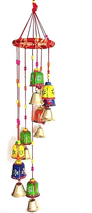 Buy White Box Bells On Wooden Stick 7 Bell Showpiece Decorative Door ...