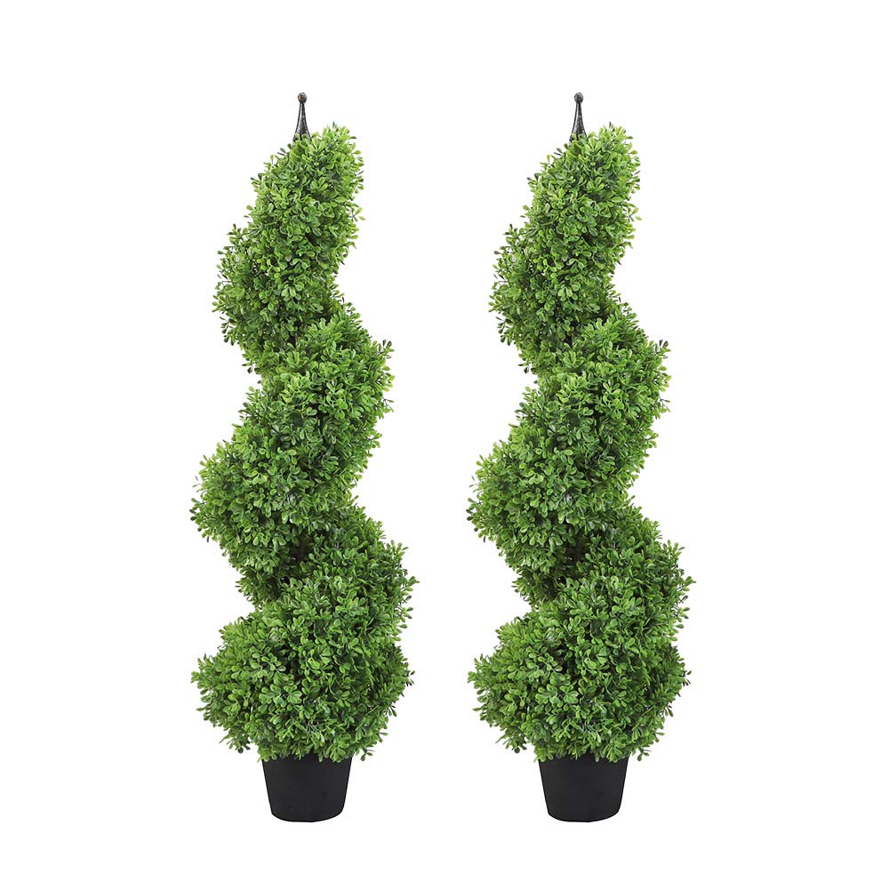 MOMO PLANT Two Sets 3Ft Artificial Plants Boxwood Leave Topiary Tree ...