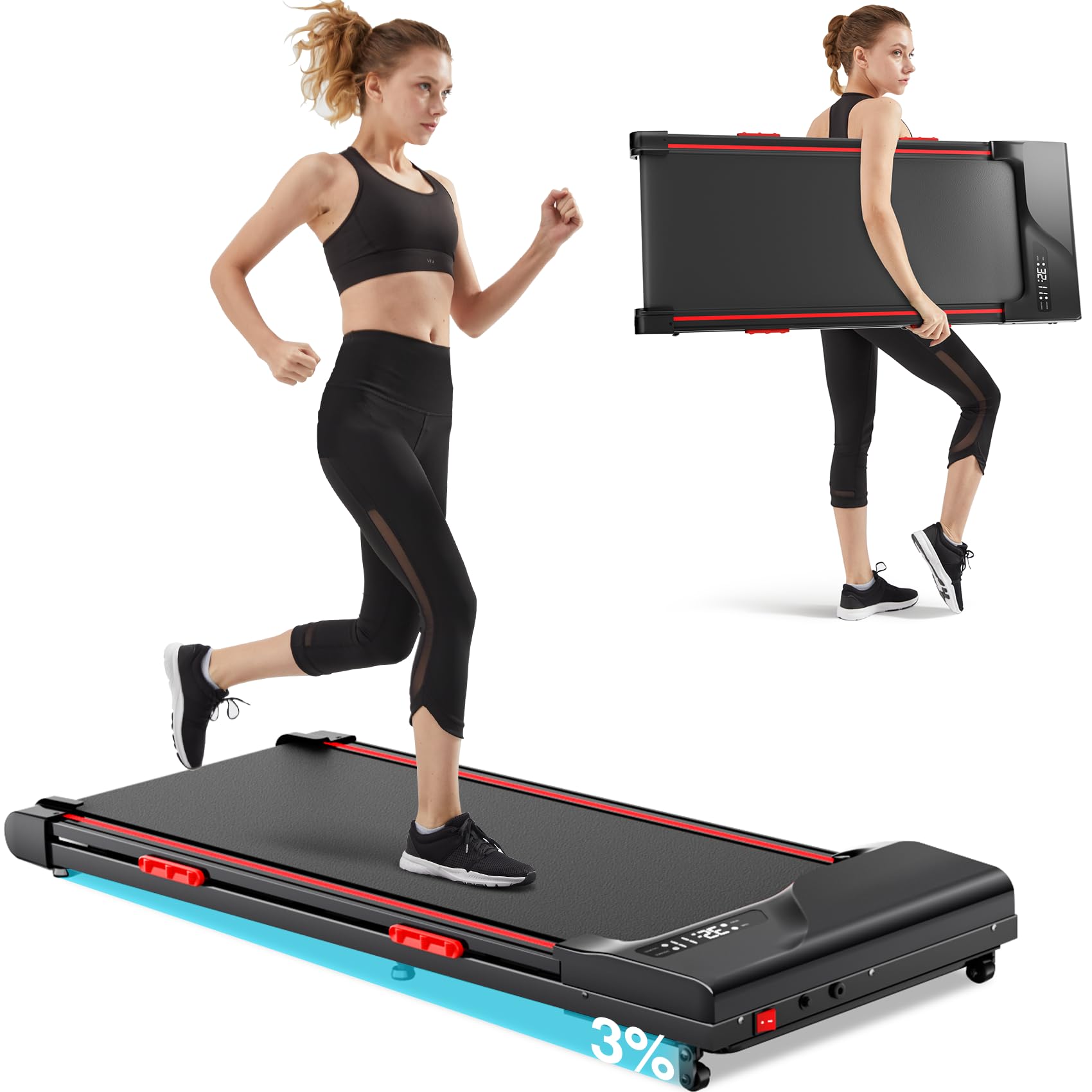 LONTEK Walking Pad Treadmill with Incline, Under Desk Treadmill, 38 ...