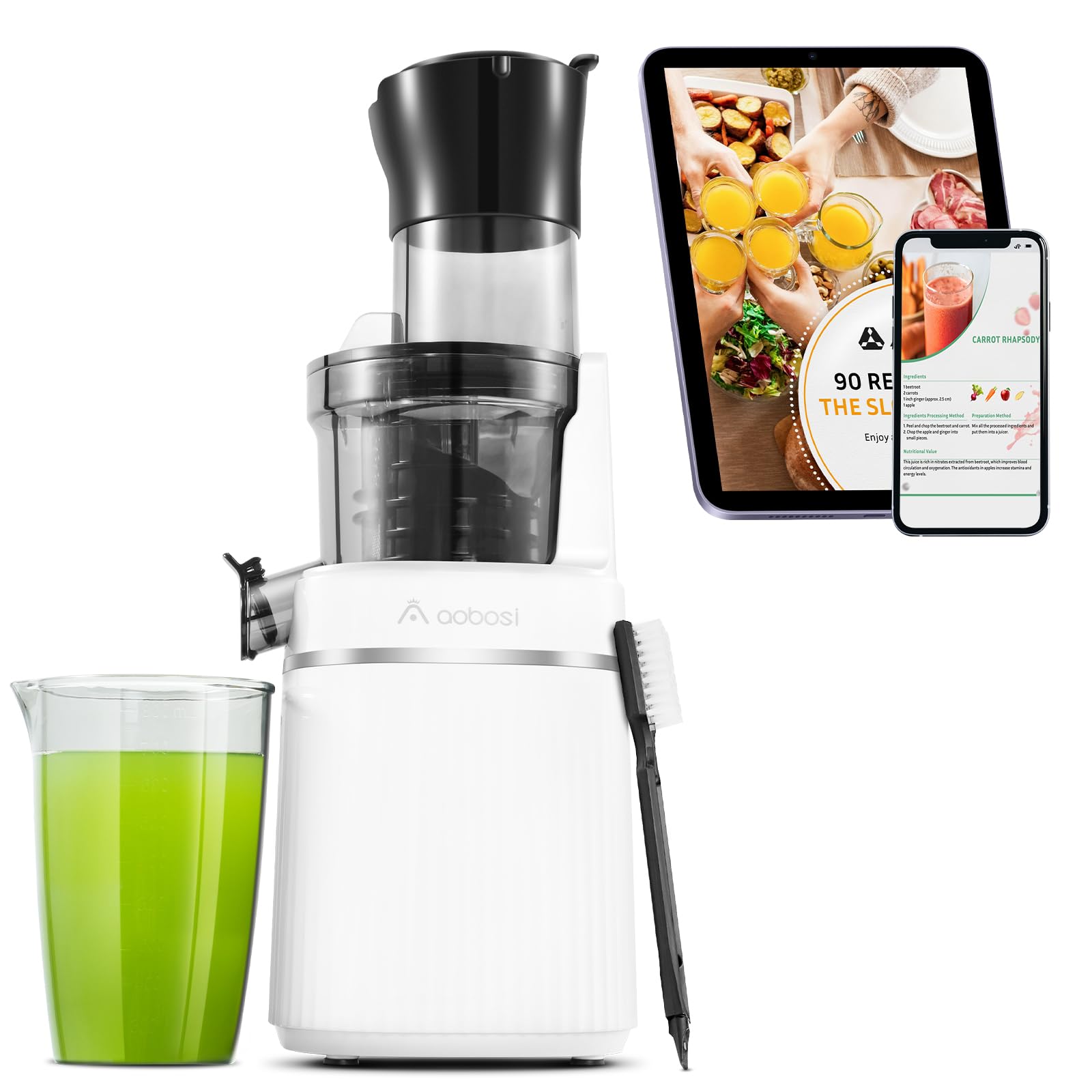 Cold Press Juicer,Aobosi 2-In-1 Juicer Machines with Large Feed Chute ...