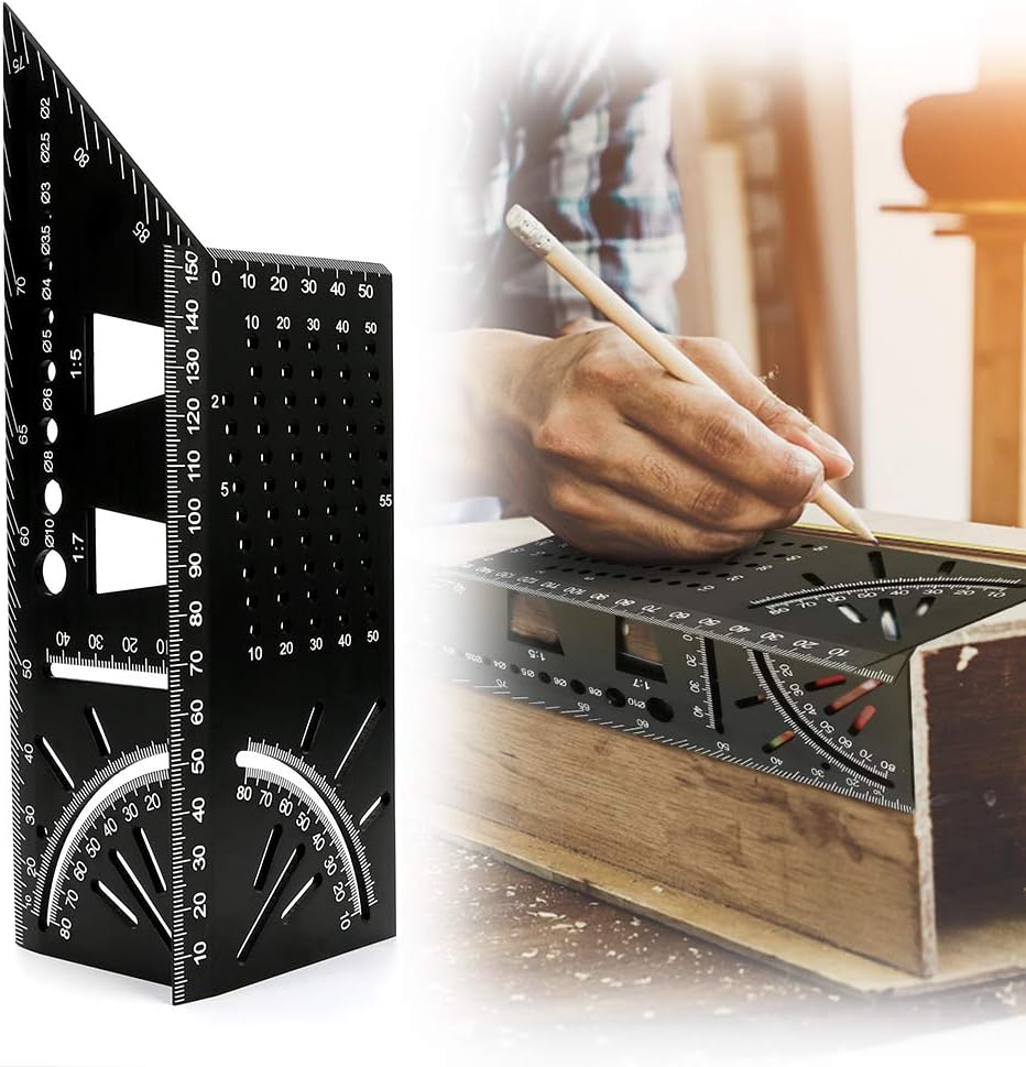 Aluminum Alloy Woodworking Square Size Measure Ruler, welltop 3D Mitre ...