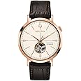 Amazon.com: Bulova Men's Classic Aerojet 3-Hand Automatic Leather Strap ...