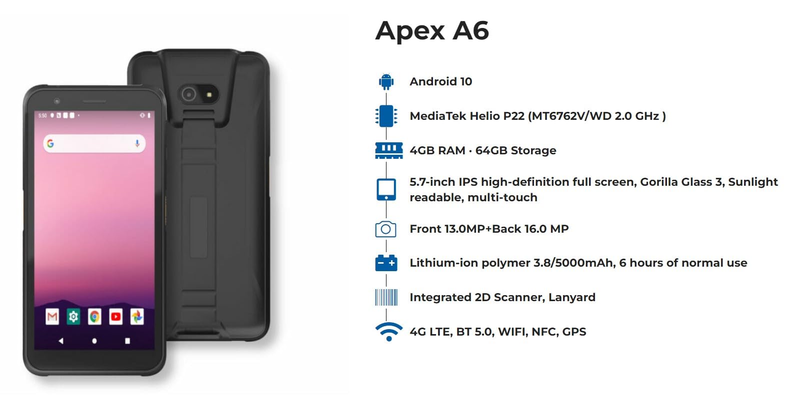 Mua Minno Apex 6" Rugged Android 10 Handheld Tablet | 4GB/64GB | 4G LTE/GPS | 2D Zebra Scanner ...