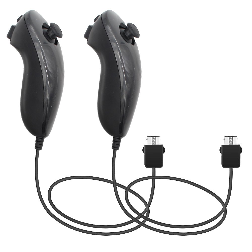 Amazon.com: Babomi 2 Packs Nunchuck Controllers for Wii Wii U（Black ...