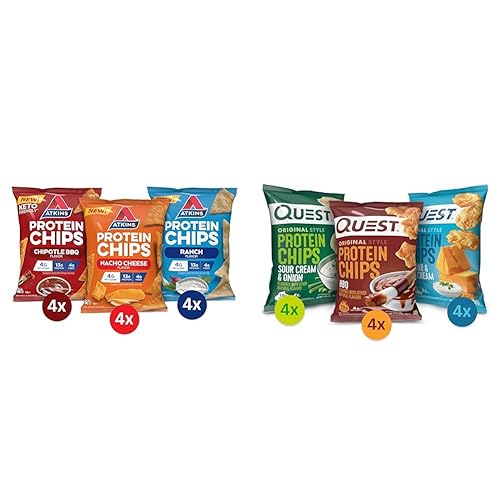 Atkins Protein Chips Variety Pack, 4g Net Carbs, 13g Protein, Gluten ...