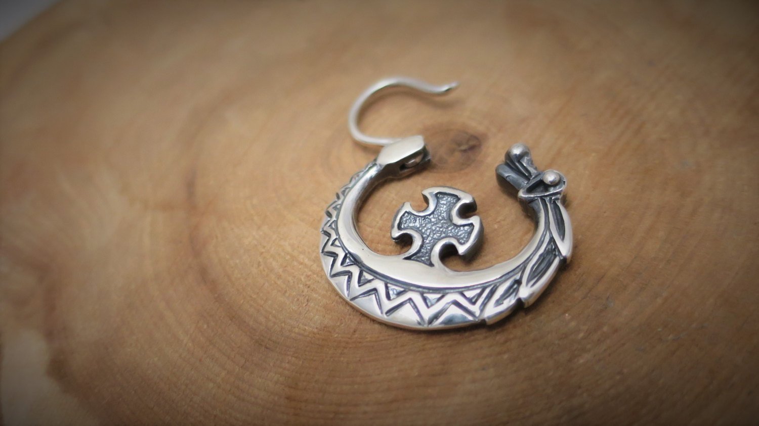 Amazon.com: Dragon hoop earring sterling silver slavic cossack celtic ...