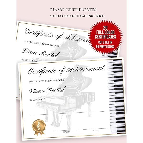 Piano Recital Certificate Of Excellencetemplate Piano Instrumental