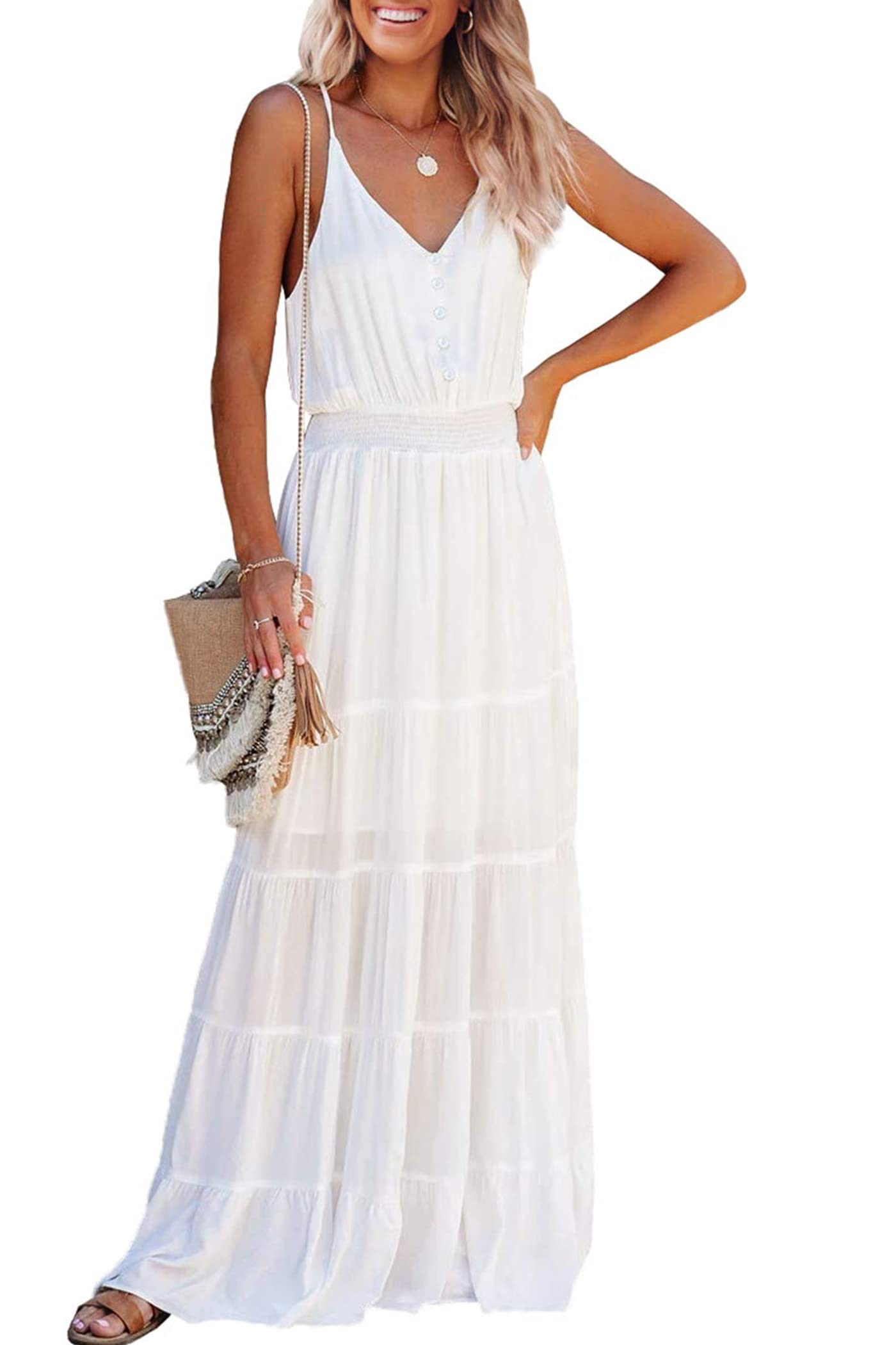 PRETTYGARDEN Women's Casual Summer Dress Spaghetti Strap Sleeveless ...