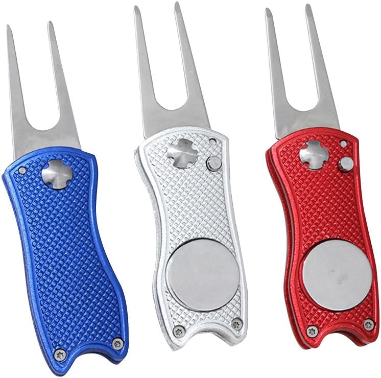 VORCOOL 3pcs All Metal Stainless Steel Foldable Golf Divot Repair Tool ...