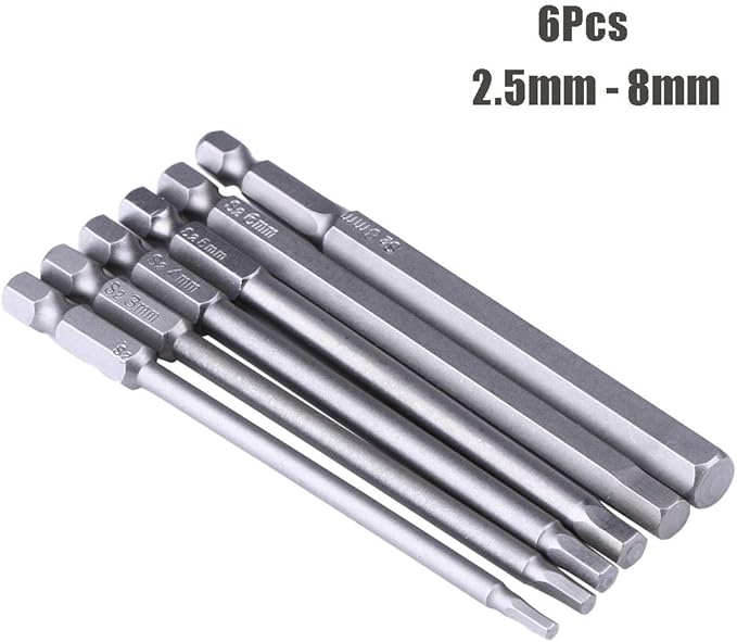 Hymnorq 6PC Metric Hex Head Allen Wrench Insert Screwdriver Bits Set ...