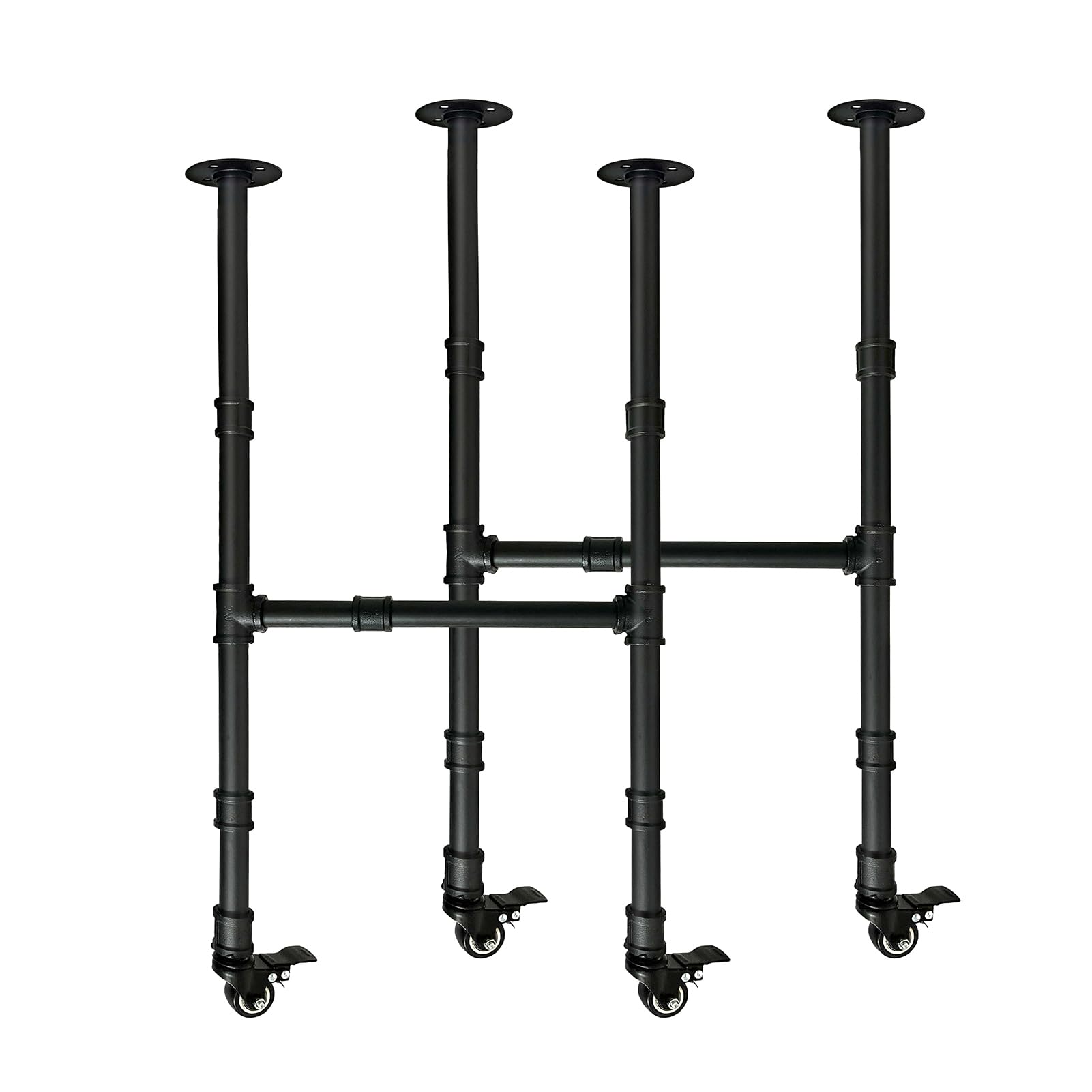 IFYISUN Industrial Pipe Table Leg Set with Casters,Black Rustic Metal ...