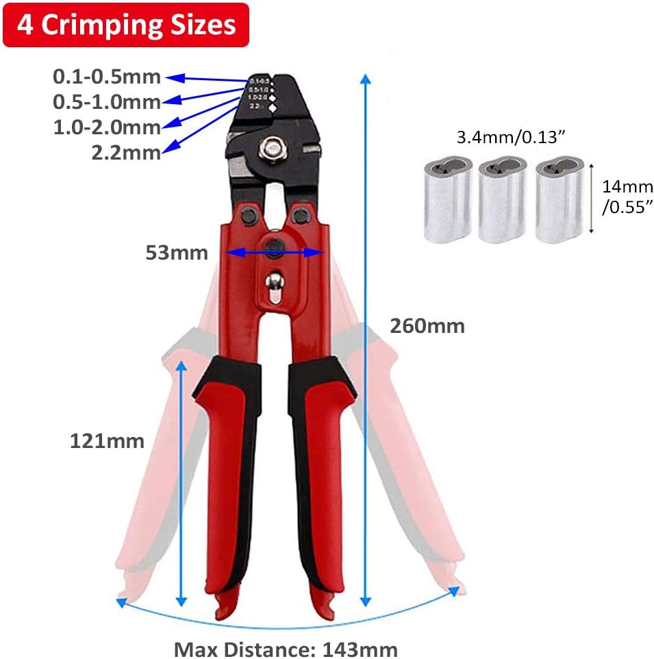 Wire Crimping Tool Fishing Hand Crimper 0.1mm-2.2mm Swager Crimper ...