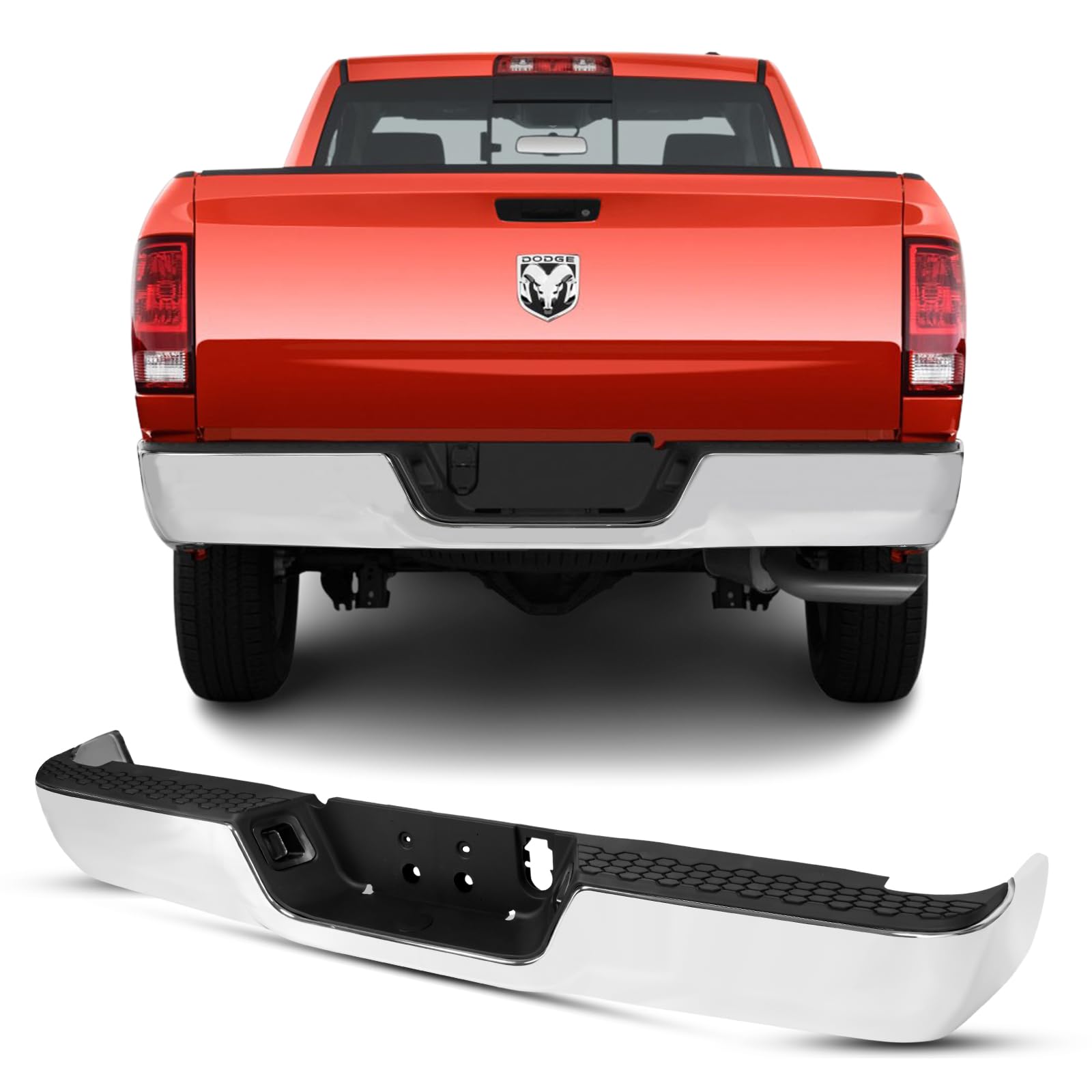 KYX Rear Bumper Compatible for 2009-2018 Dodge Ram 1500/Ram 2500 3500/ ...