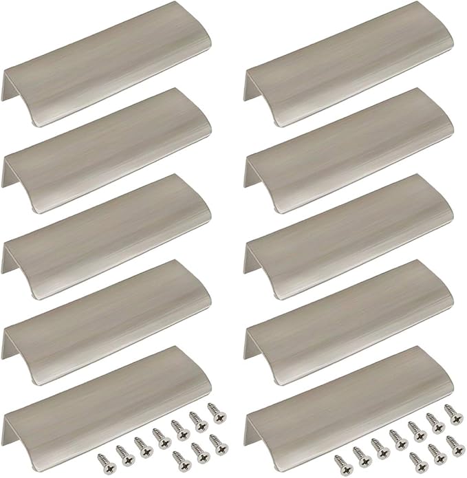 LICTOP 120mm/4.72" Brushed Nickel Finger Edge Pull Tab Handle for Home ...