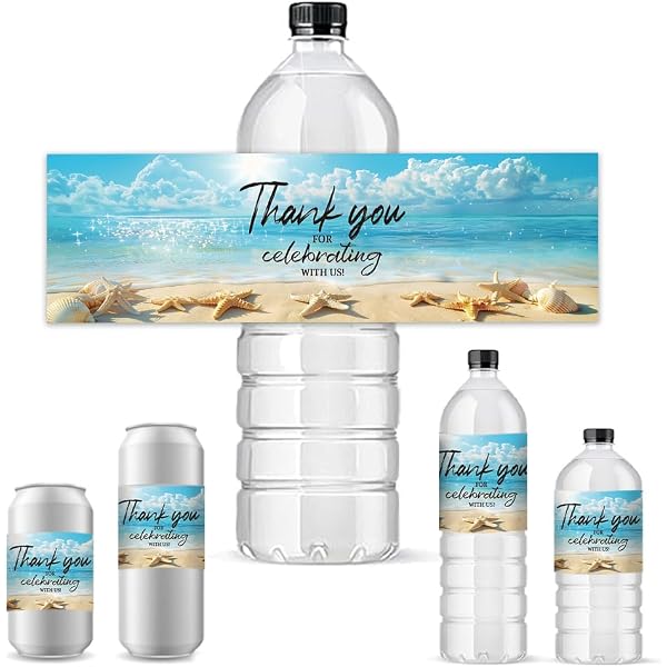 Beach Theme Water Bottle Labels