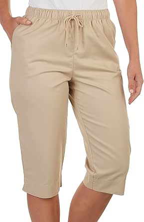 Coral Bay Petite Drawstring Twill Capris Large Petite Oxford tan at ...