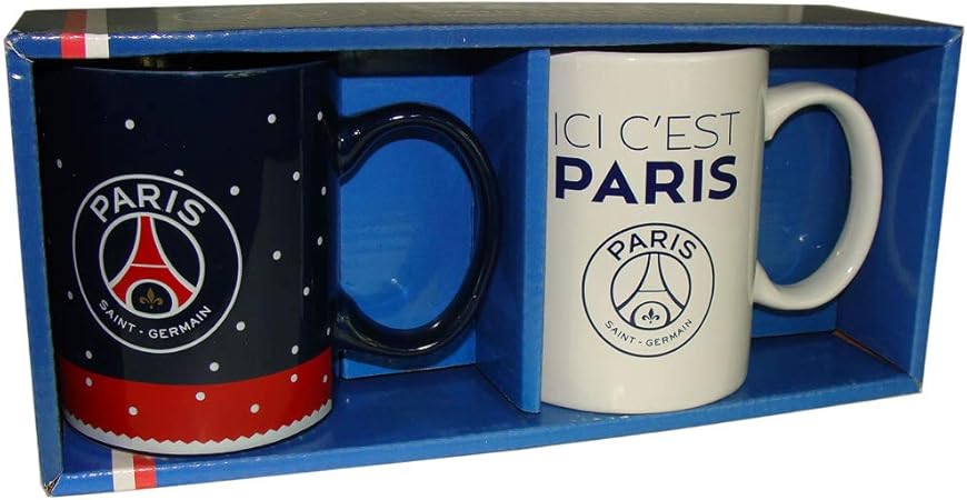 PSG - Coffret 2 x Mugs Paris Saint-Germain 'Noël' Officiels - Bleu ...