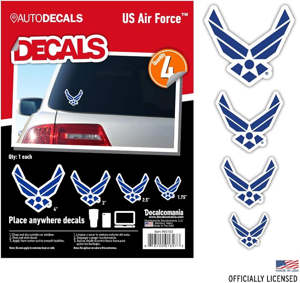 Amazon.com: Officially Licensed US Air Force Decals - 4 Piece Air Force ...