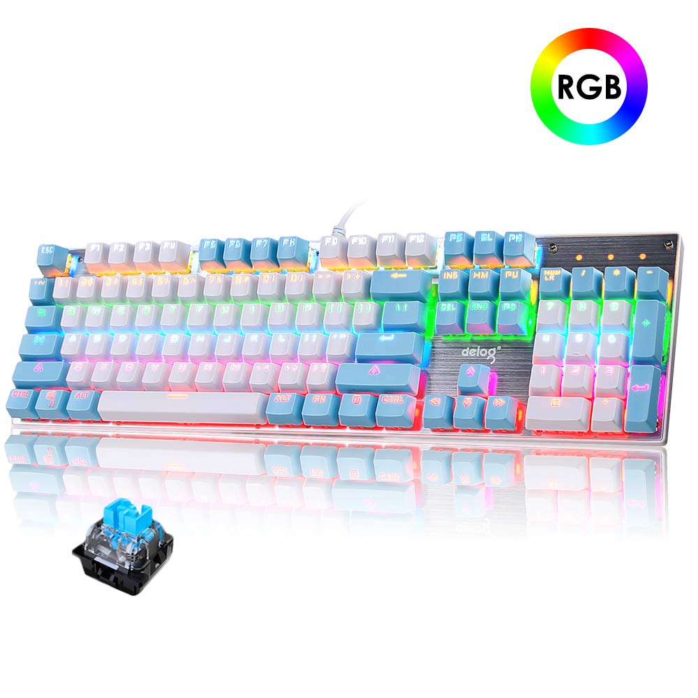 Buy Wired Mechanical Gaming Keyboard Blue Switch 104 Keys RGB Rainbow ...