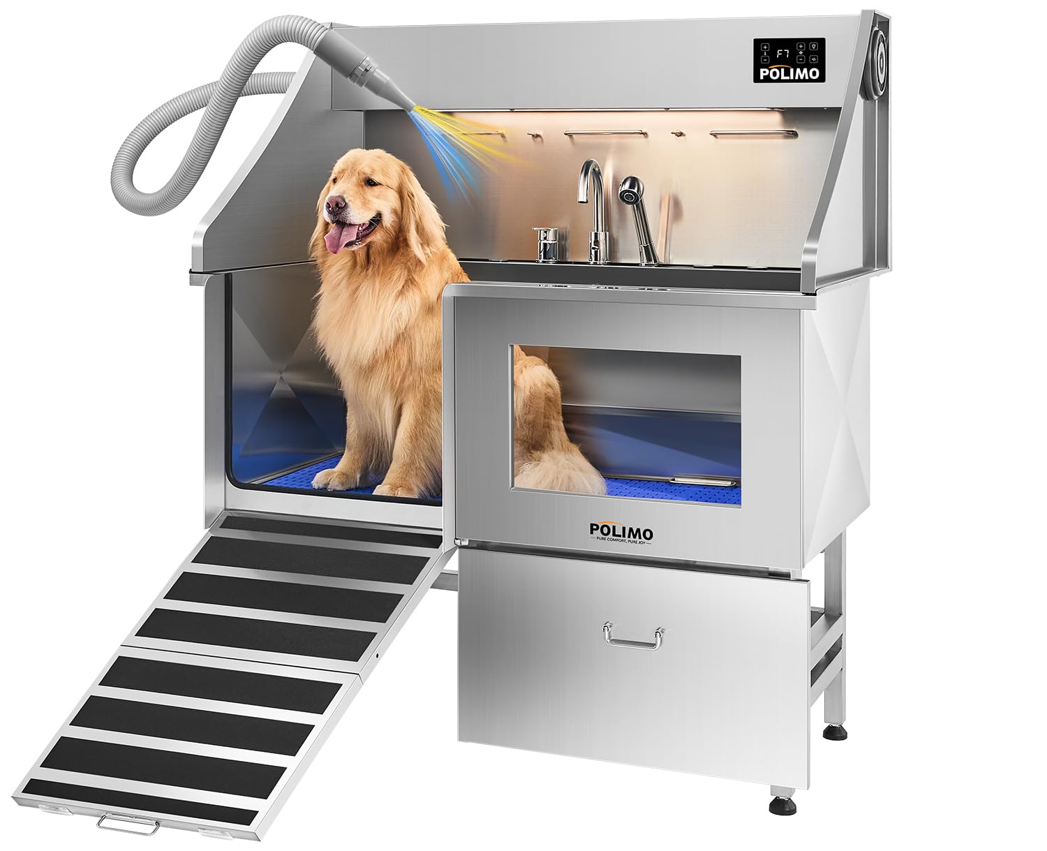 POLIMO Dog Washing Station with Pet Dryer & LED, Professional Dog ...