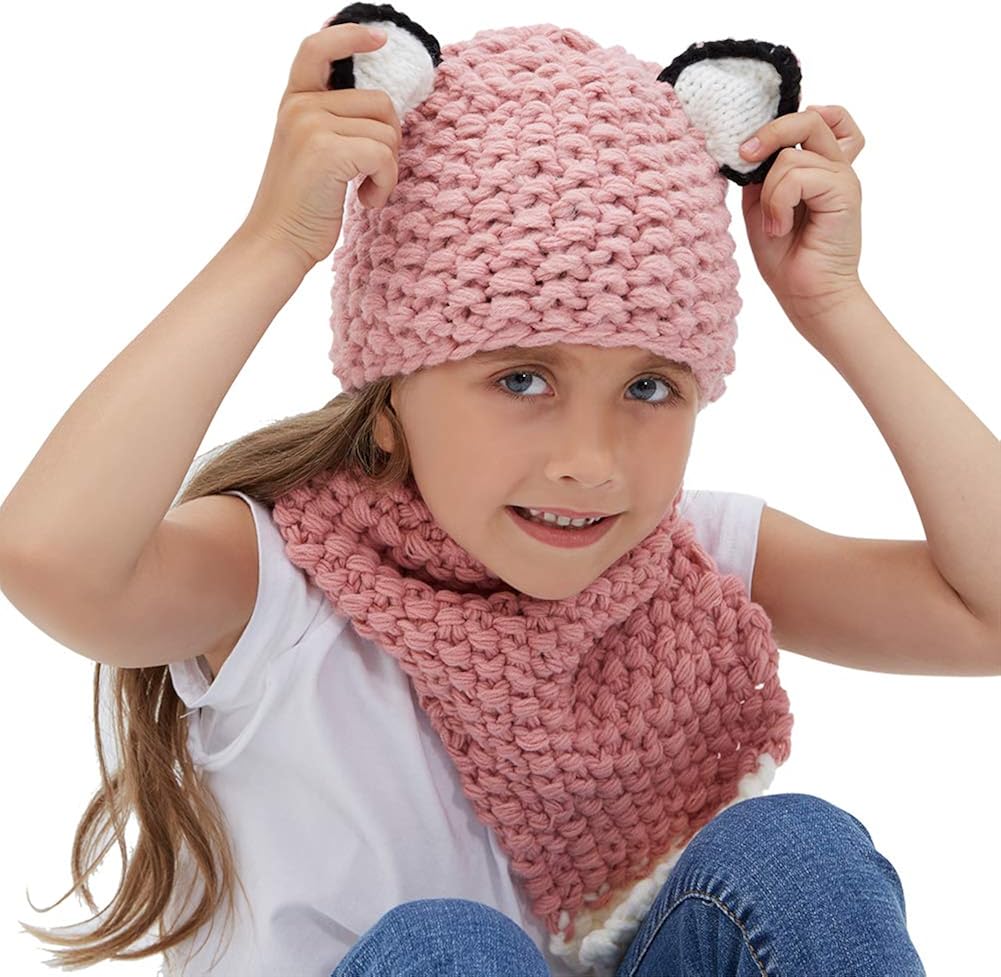 Accessori per bambina Inverno Bambino Cappelli Maglia Sciarpa Animale Cappelli Neonate Scialli ...