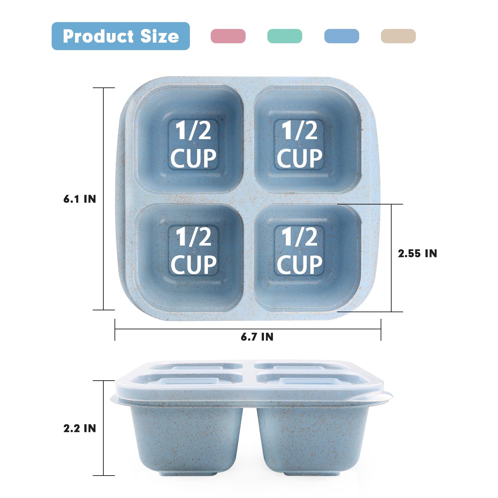 Mua Snack Containers, 4 Pack Reusable Bento Snack Box, 4 Compartments ...