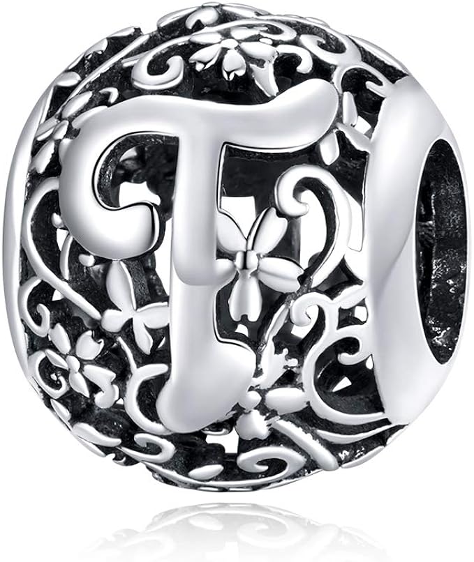 Letter T Charms 925 Sterling Silver Alphabet Vintage Initial Charm ...