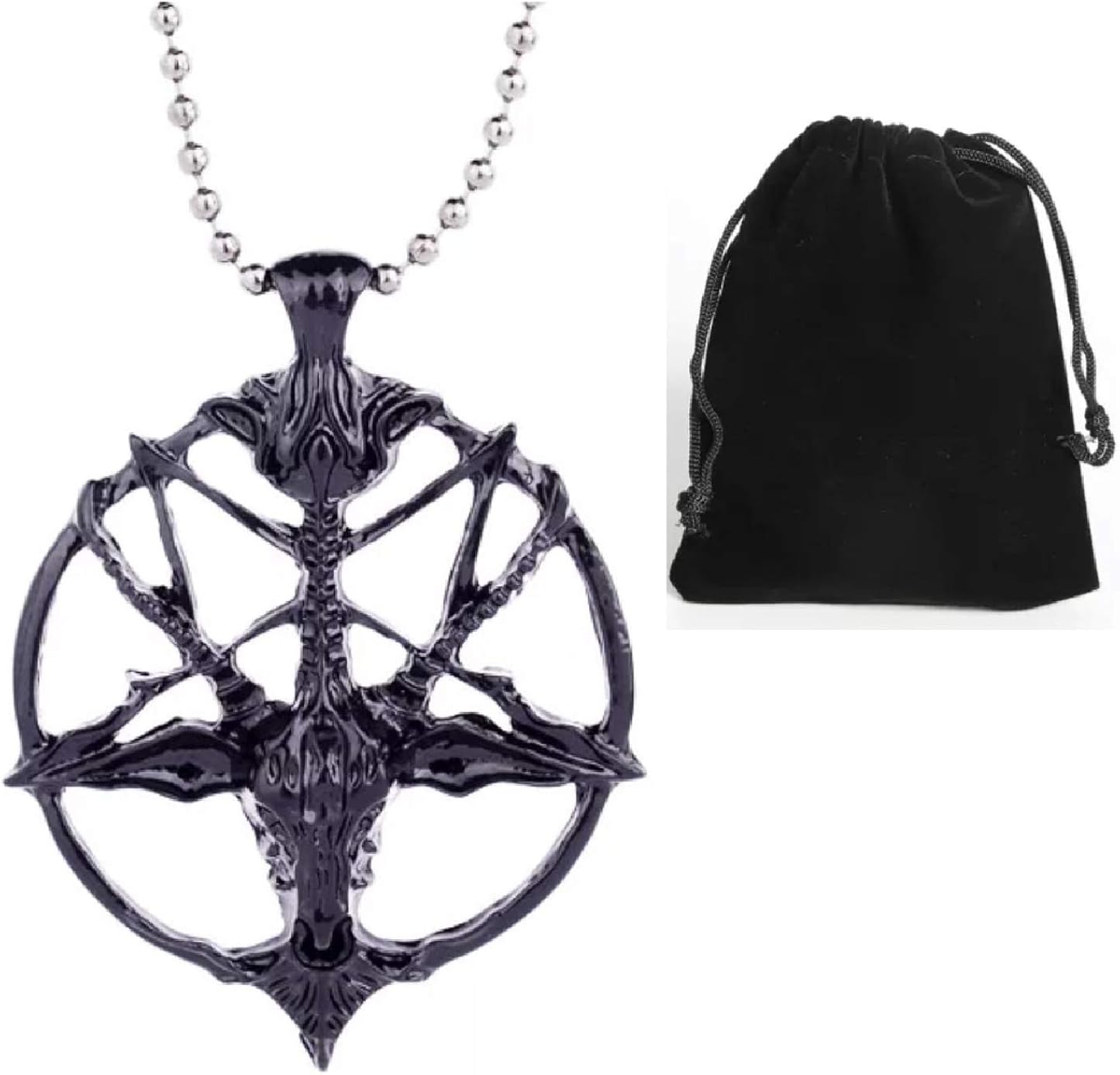 Satan Satanism 3D Black Goat's Head Pendant Satanic Amulet Necklace ...