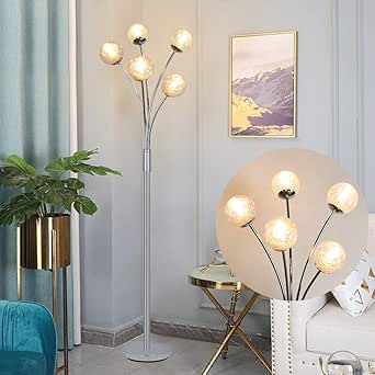 Modern Globe LED Floor Lamps for Living Room-DLLT Standing Lamps with 5 ...