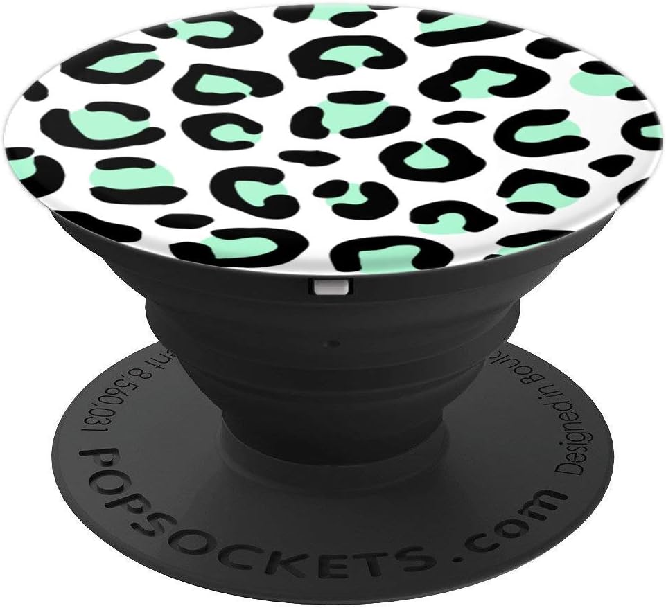 Amazon.com: Leopard Print Animal Pattern Cute Fun Mint Green PopSockets Grip and Stand for ...