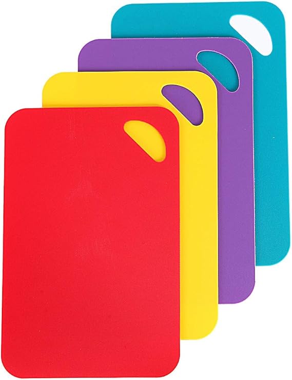 Chopping Board Set Colour Coded Plastic Non Stick Non Slip Chopping ...