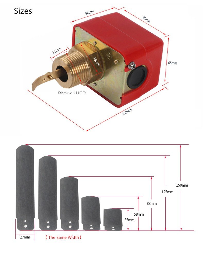 ELECALL 1" 220VAC 3A Water/Paddle Flow Sensors Male Thread Flow Paddle ...