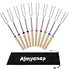 Ajmyonsp 10Pcs Marshmallow Roasting Sticks Smores Skewers for Fire Pit Extendable Hot Dog Sticks ...