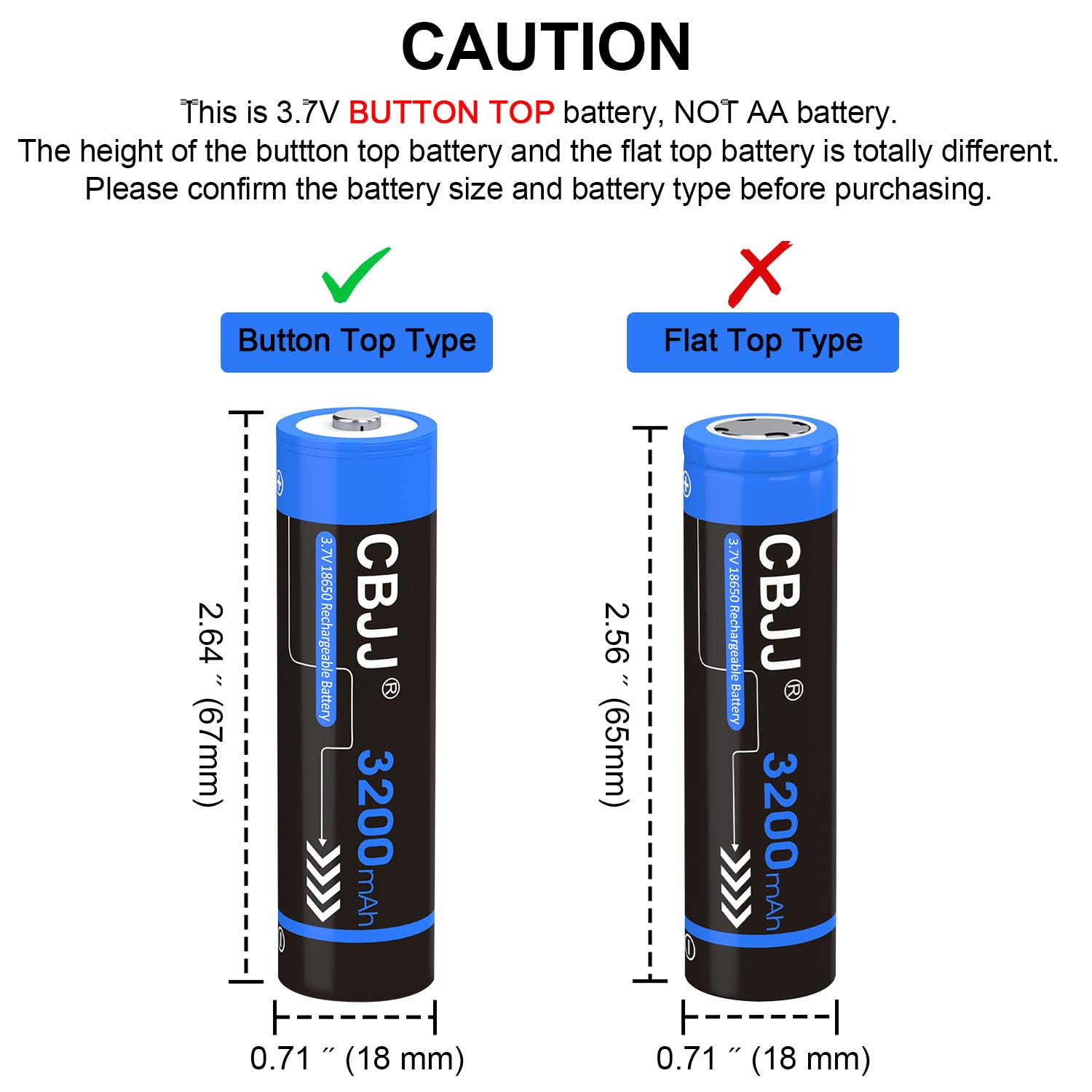 Mua CBJJ 3.7 Volt 18650 Rechargeable Battery 3200mAh 3.7V Battery ...