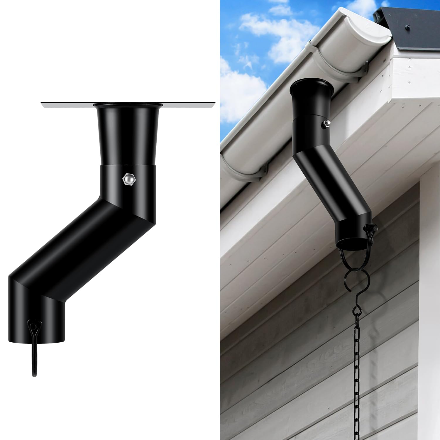 Tfro & Cile Rain Chain Gutter Adapter Black Installation Suit for ...