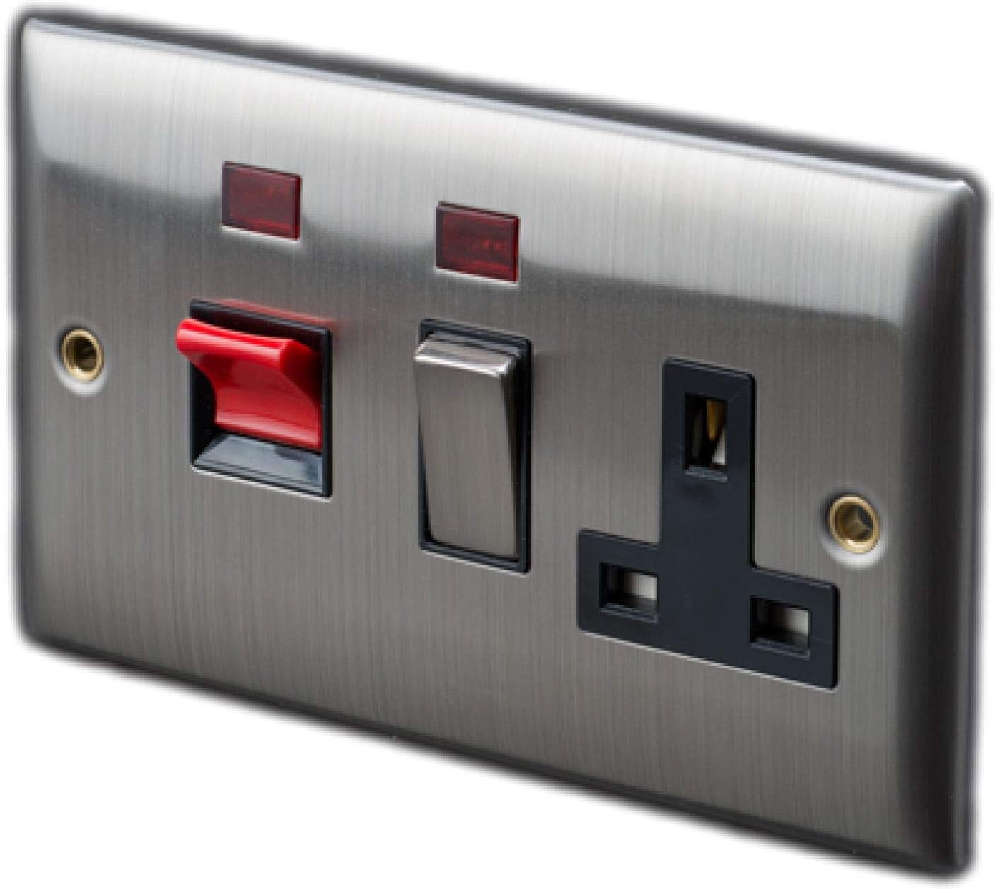 Dencon Brushed Stainless Steel / Satin Chrome 45 Amp Cooker Switch With ...