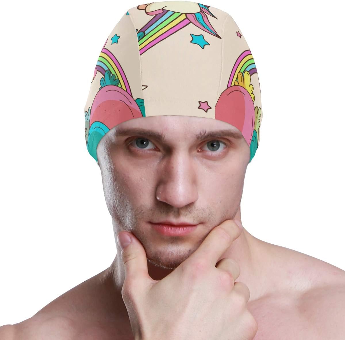 ALINLO Bonnet de Bain Humoristique Motif Licorne Cheval coloré Arc-en ...
