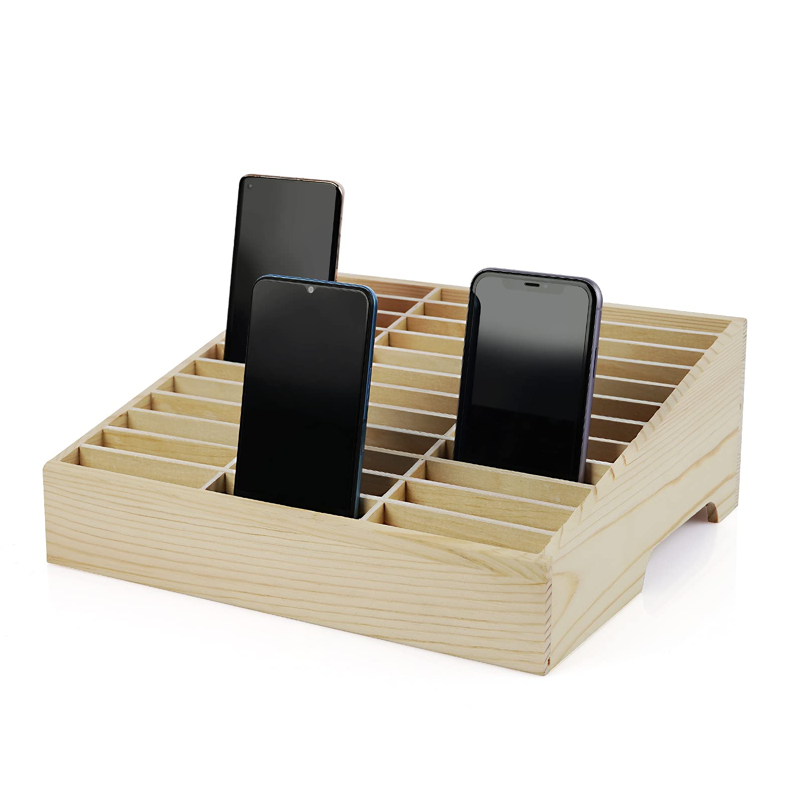 Mua 36-Grid Wooden Cell Phone Holder Desktop Organizer Storage Box for ...