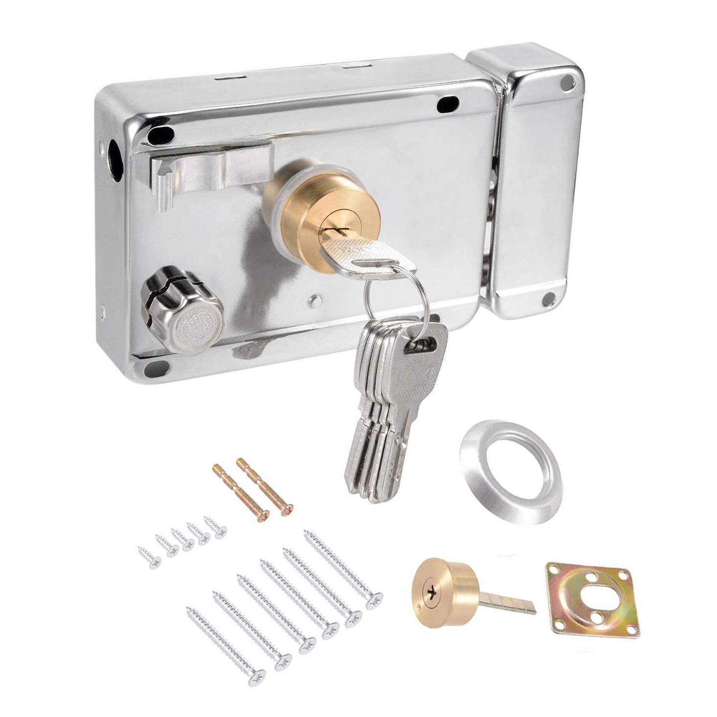 LDEXIN Home Safety Vertical Keyway Cylinder Deadbolt Rim Lock Set ...