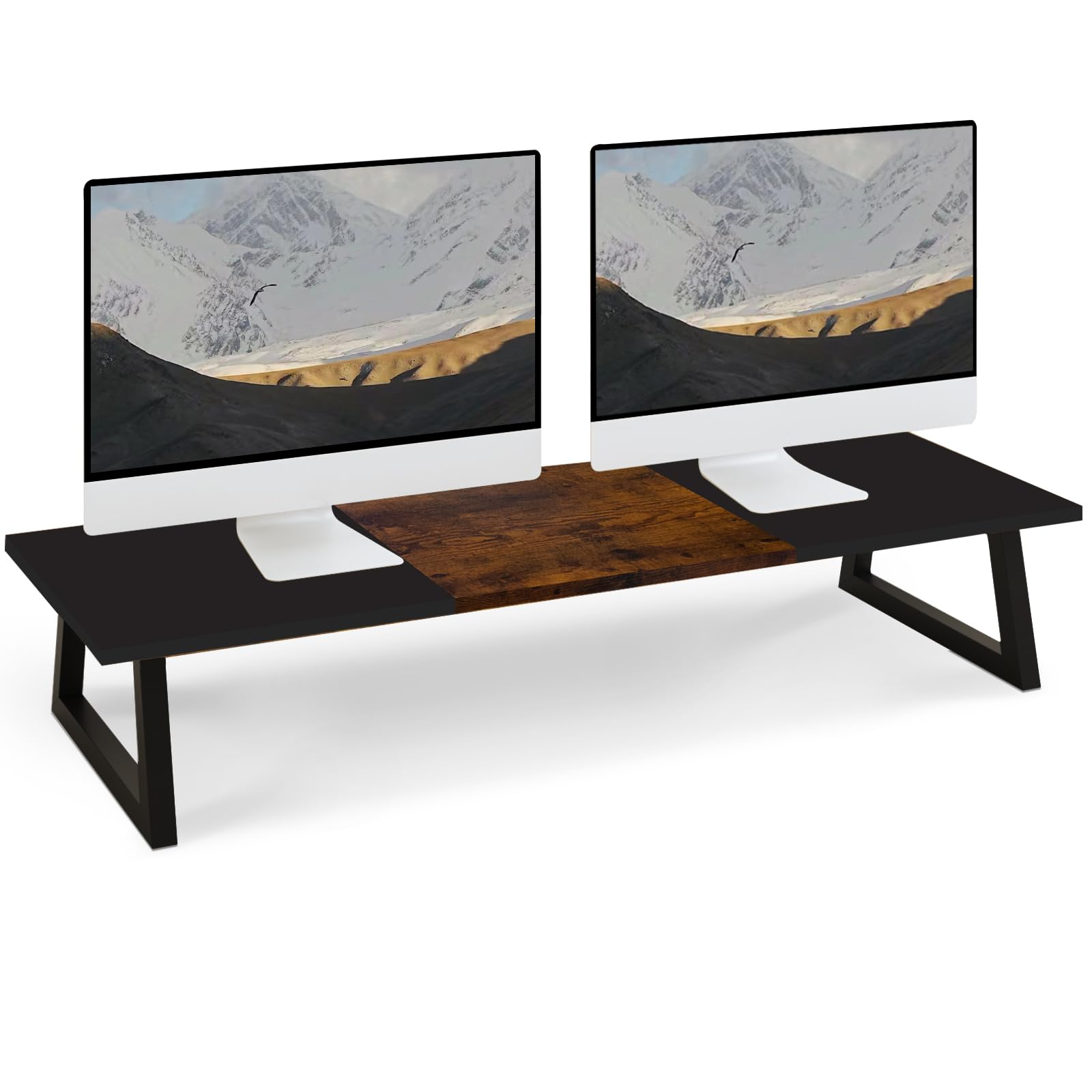 TEAMIX 31.5 inch Dual Monitor Riser, Long Monitor Stand Riser Wide TV ...