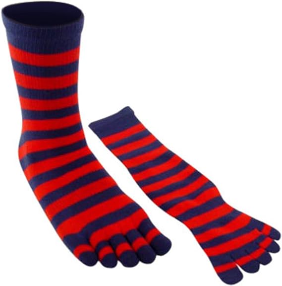 Amazon.com: Adult Blue & Red Striped Toe Socks: Clothing