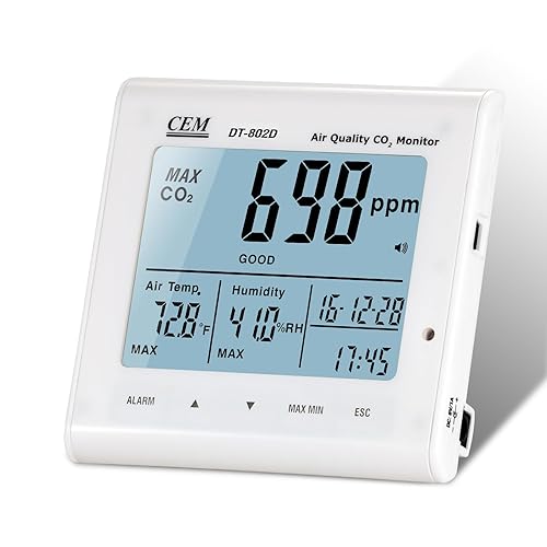 CEM CO2 Data Logger Monitor, CO2 Detector, NDIR Sensor, Tabletop Carbon Dioxide Meter with Data ...