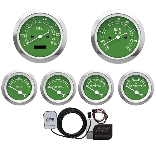 MOTOR METER RACING Digital Odometer Green Dial Dashboard 6 Gauge Set ...