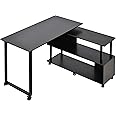 Amazon.com: HOMCOM Mobile L-Shaped Rotating Computer Desk with Storage ...