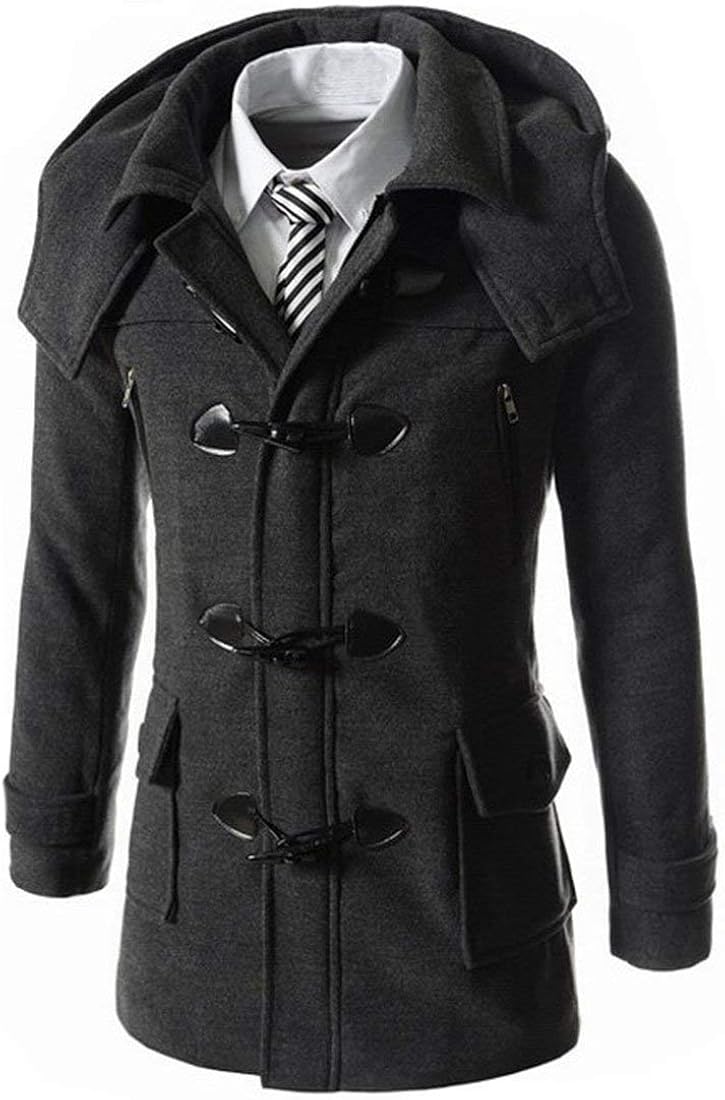 Hombres con Capucha Abrigo Outwear Invierno Desmontable De Simple ...